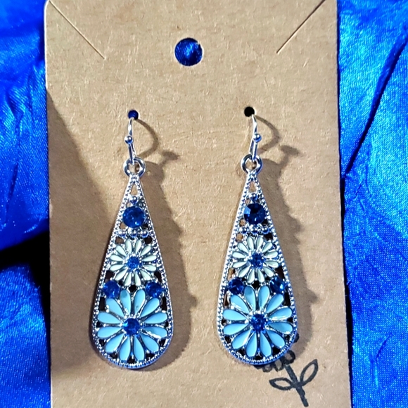 Jewelry | Ornate Silver Teardrops Encrusted With Sparkling Blue Jewels ...
